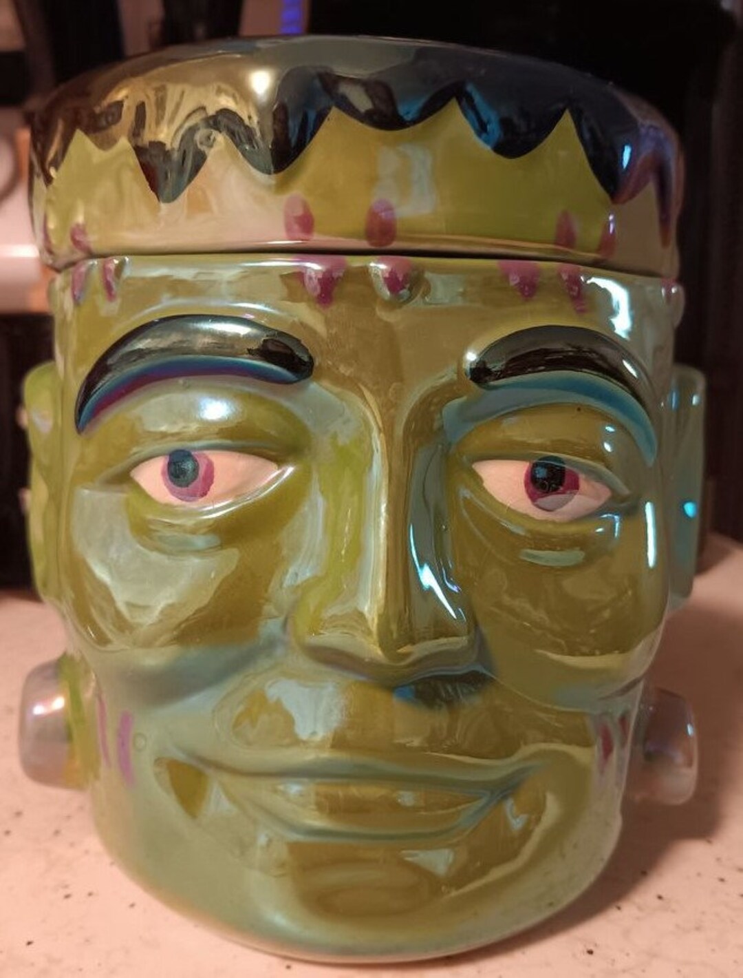 Frankenstein Iridescent Ceramic Jar Container Halloween Horror Decor - Etsy
