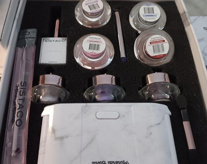 SISTACO Mineral Bond Nail Powder Manicure Starter Set + Marble Pedestal ...