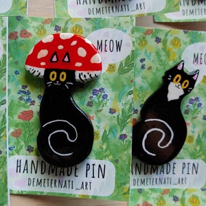 Handmade Cat Clay Pin - Glossy Finish - Etsy
