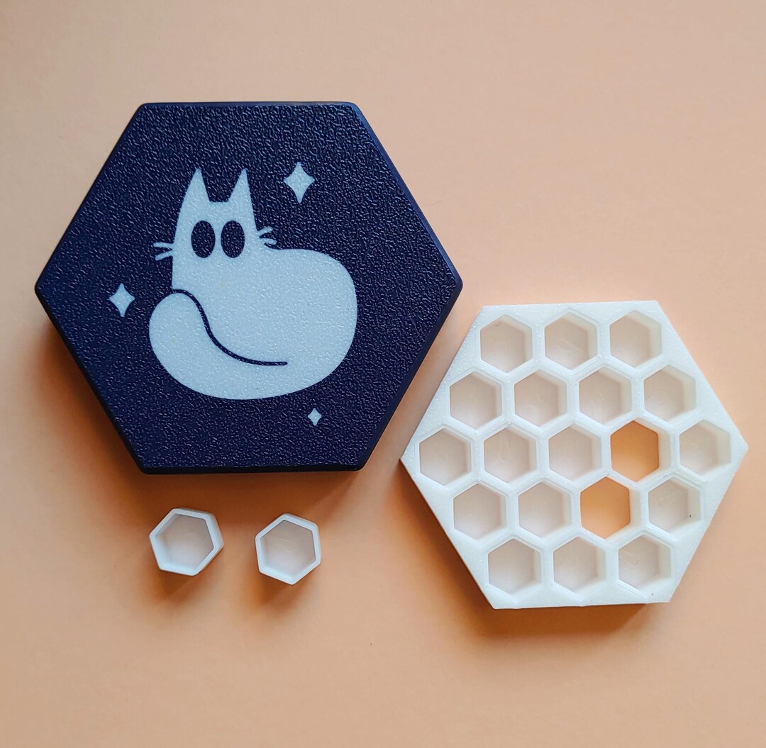 3D Printed Travel Paint Palette - Ghost Cat - Halloween - Hexagonal - Etsy