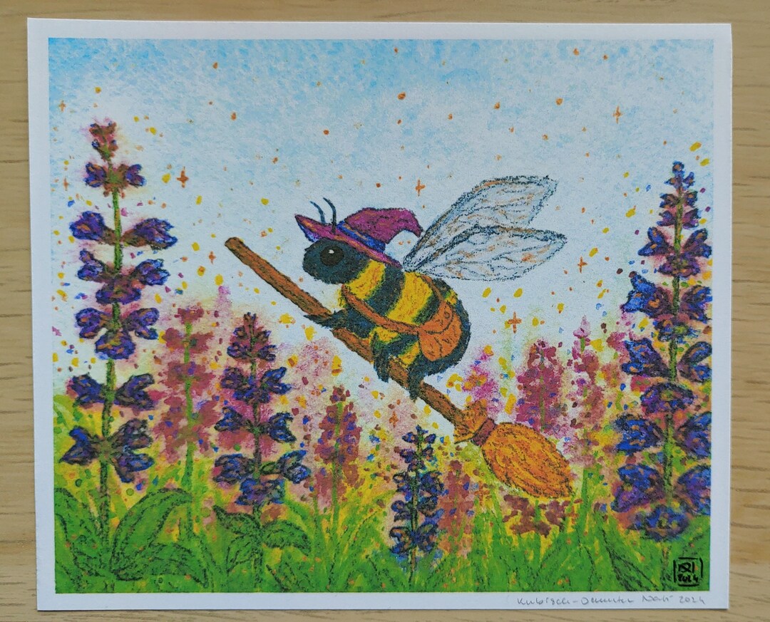 Witch Bee Watercolor and Pencil Art Print - Etsy