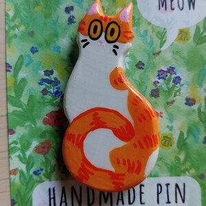 Handmade Cat Clay Pin - Glossy Finish - Etsy