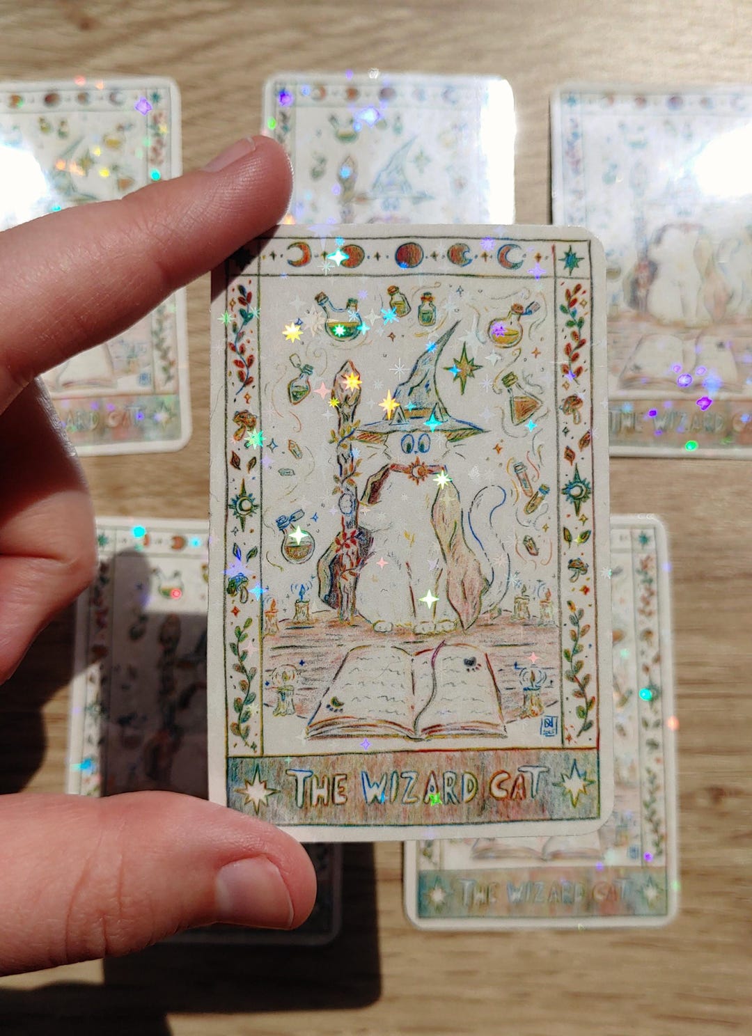 The Wizard Cat Starry Holo Sticker - Whimsical Witchy Cat Sticker - Etsy