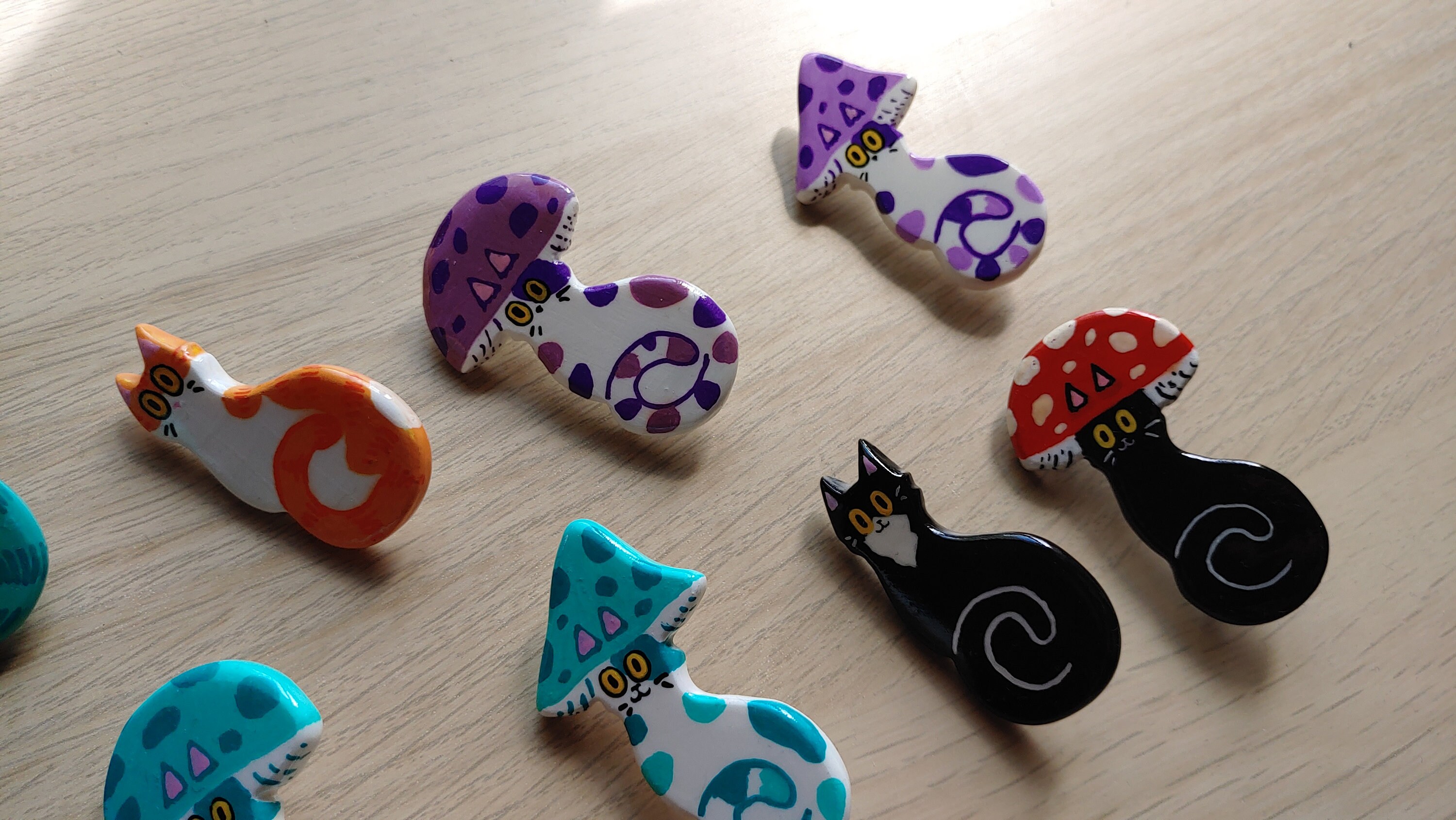 Handmade Cat Clay Pin Glossy Finish - Etsy