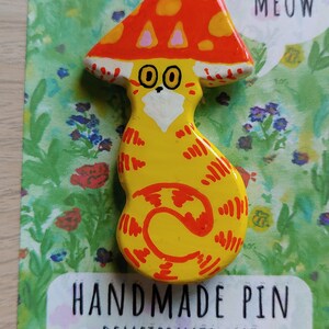 Handmade Cat Clay Pin - Glossy Finish - Etsy