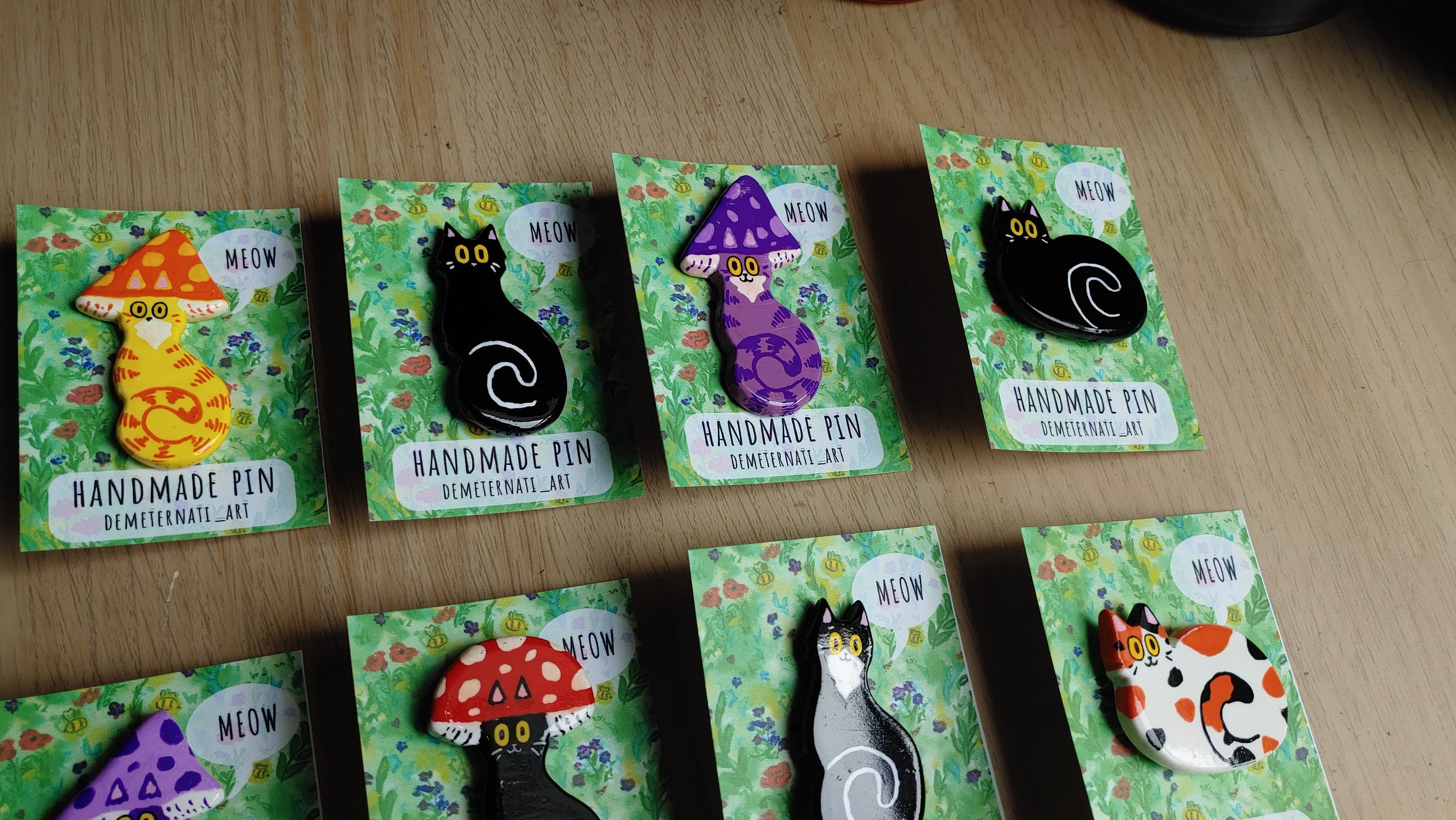 Handmade Cat Clay Pin Glossy Finish - Etsy