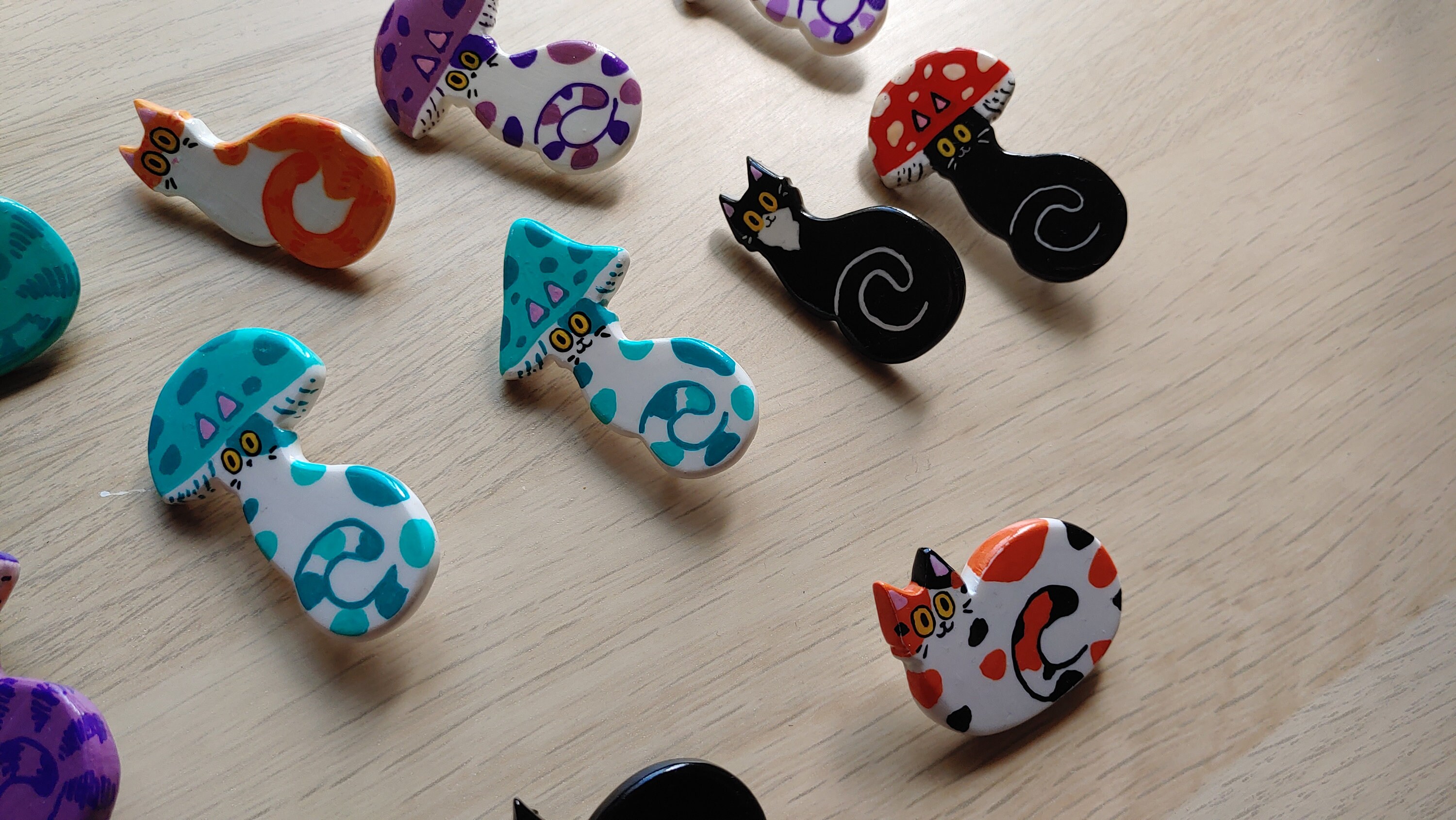Handmade Cat Clay Pin Glossy Finish - Etsy