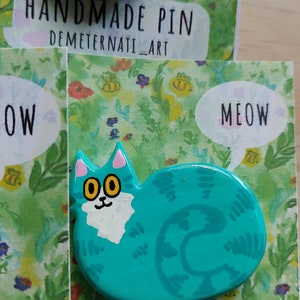 Handmade Cat Clay Pin - Glossy Finish - Etsy