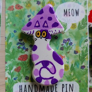 Handmade Cat Clay Pin - Glossy Finish - Etsy
