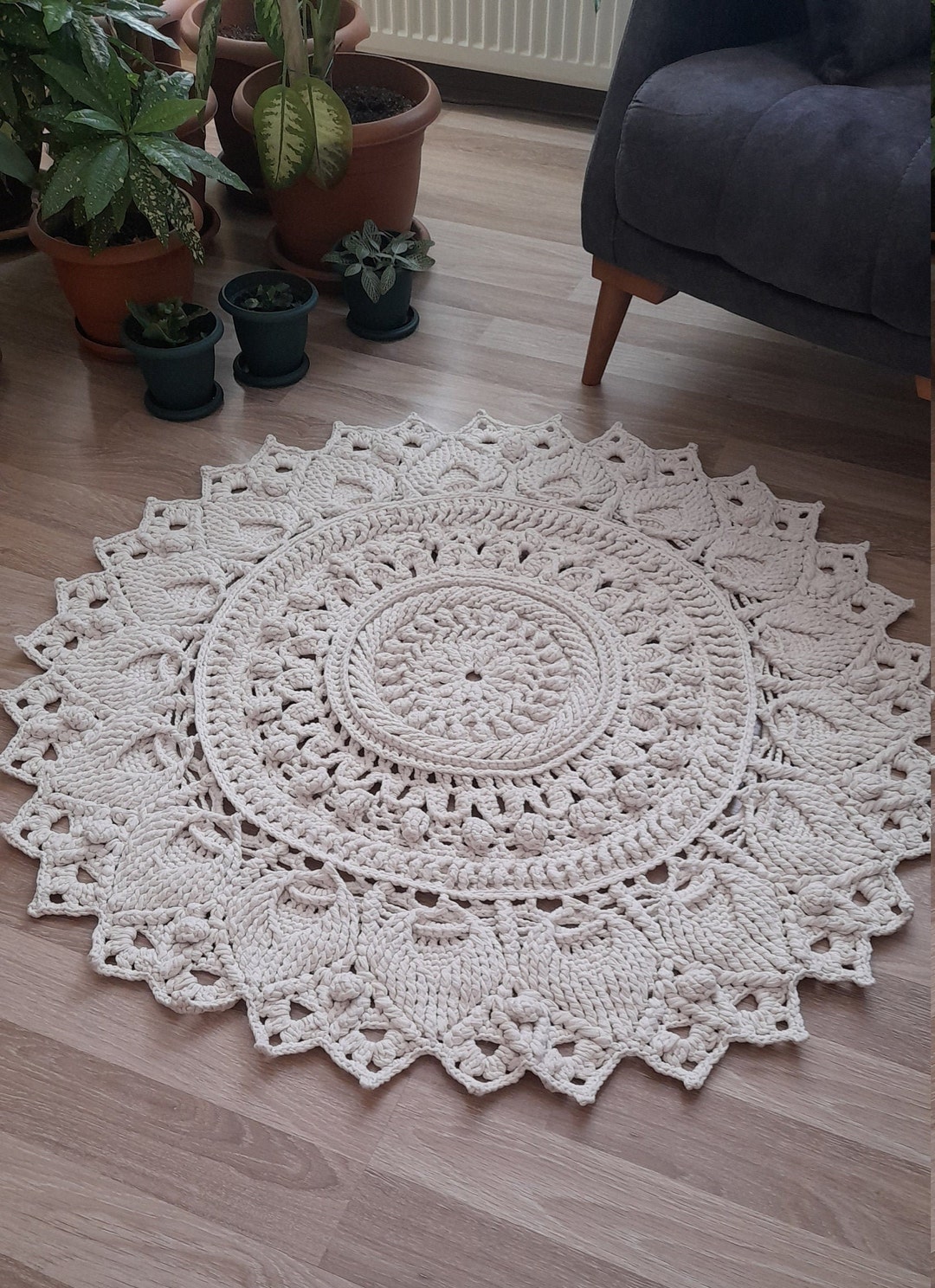 White Crochet Rug - Etsy