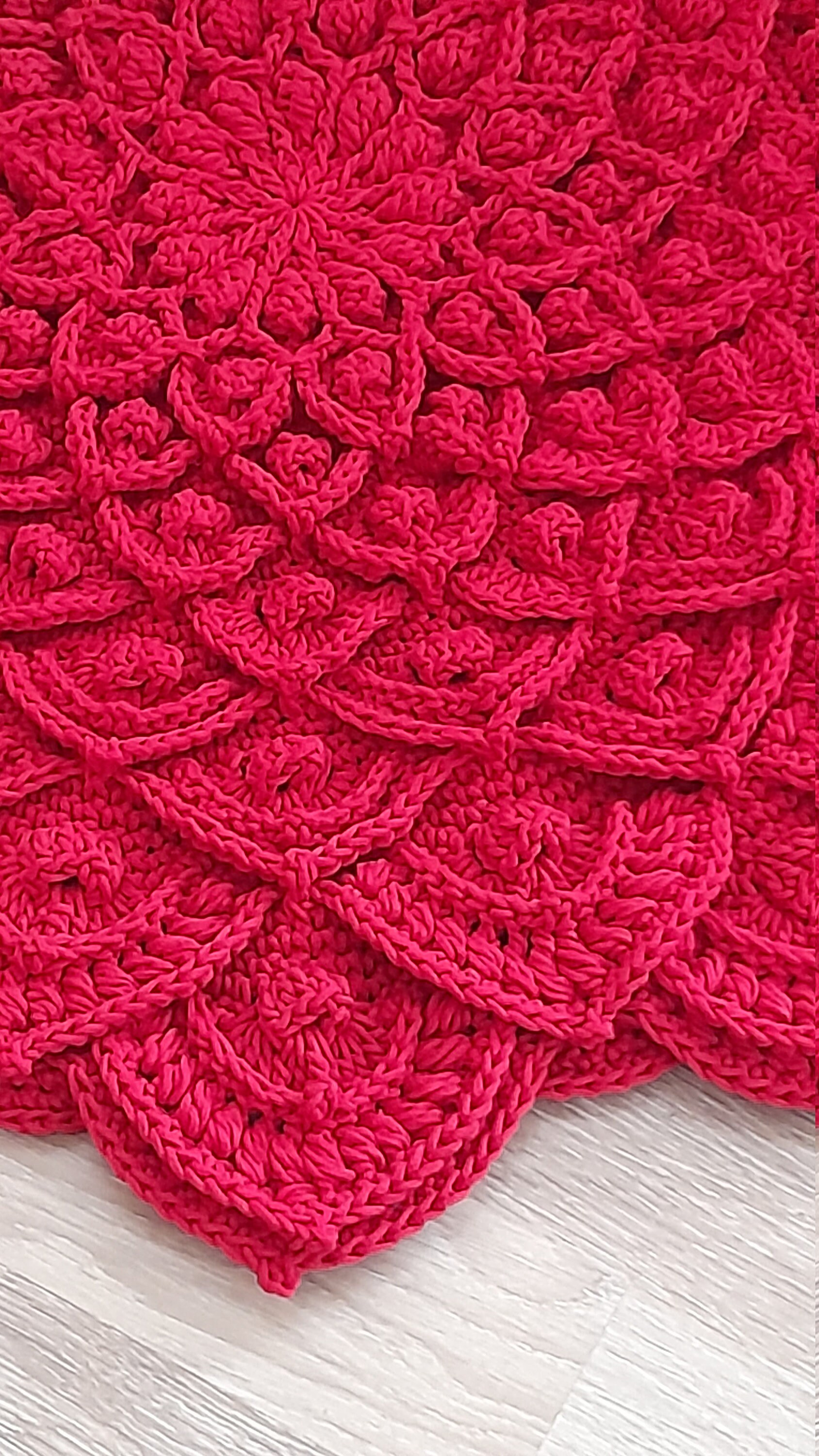 Red Crochet Rug 90×90 Cm - Etsy