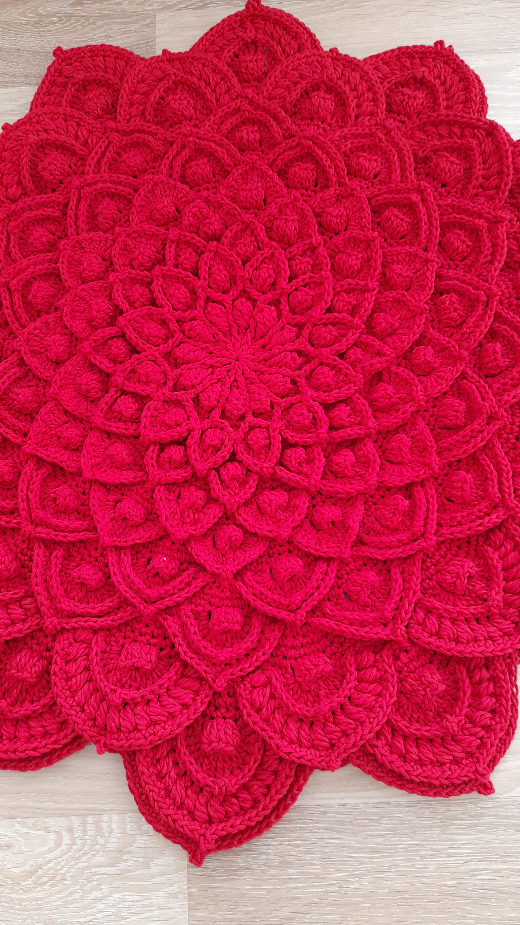 Red Crochet Rug 90×90 Cm - Etsy