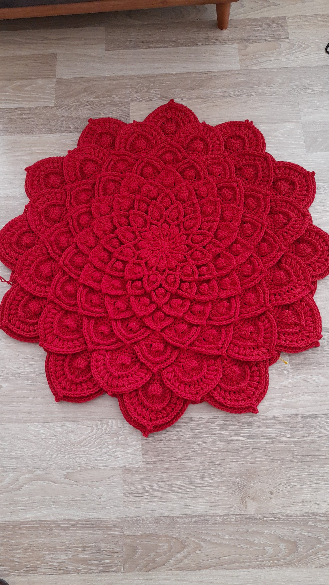 Red Crochet Rug 90×90 Cm - Etsy