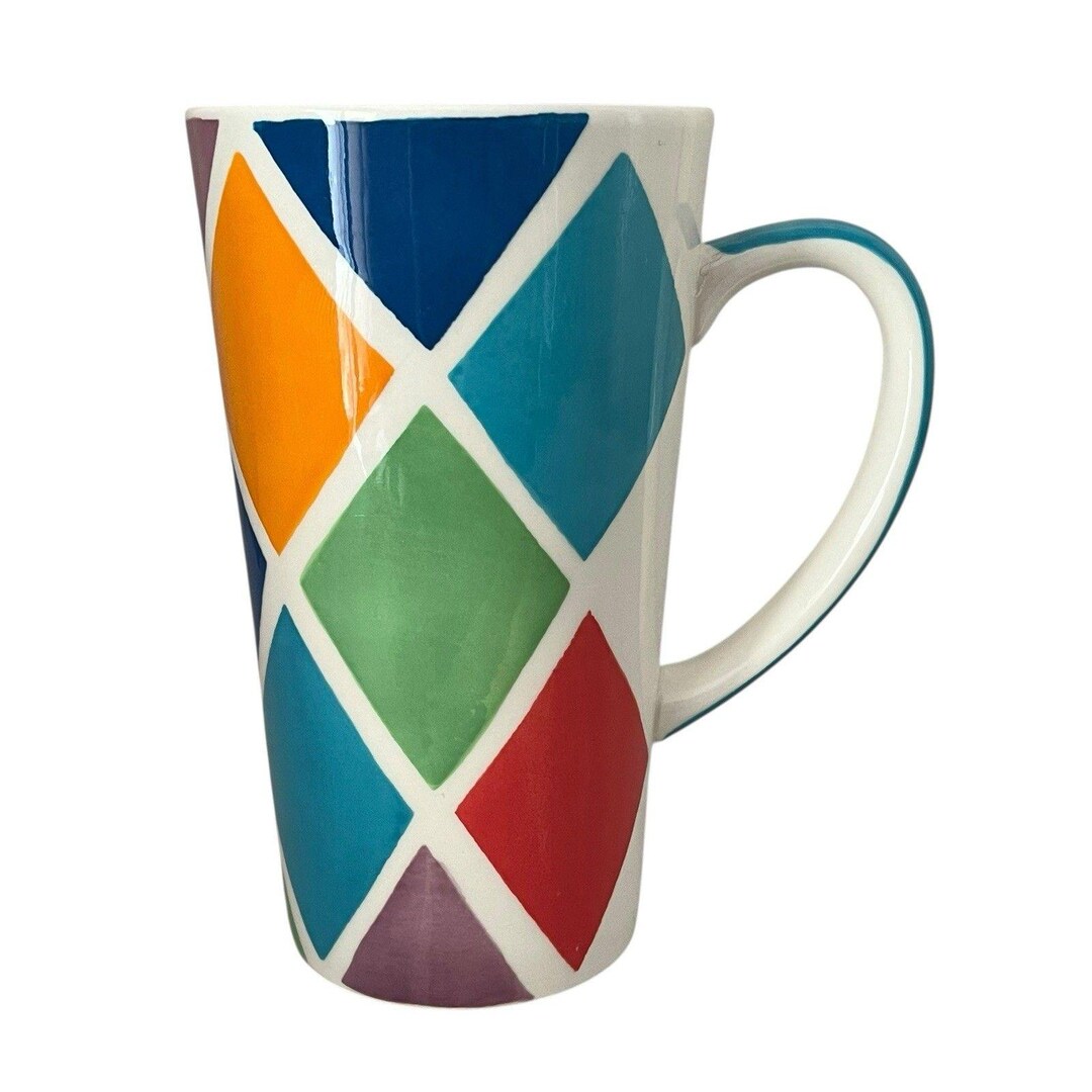 Whittard of Chelsea Tall Latte Multicoloured Harlequin Diamond Hand ...