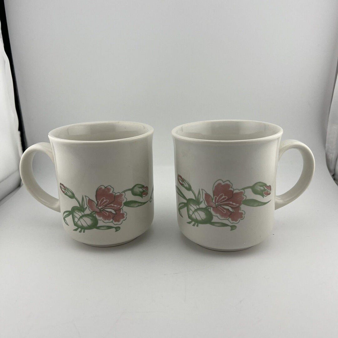 Vintage Pair of Coloroll and Kilncraft Floral Patterned Mugs Cups Tea ...
