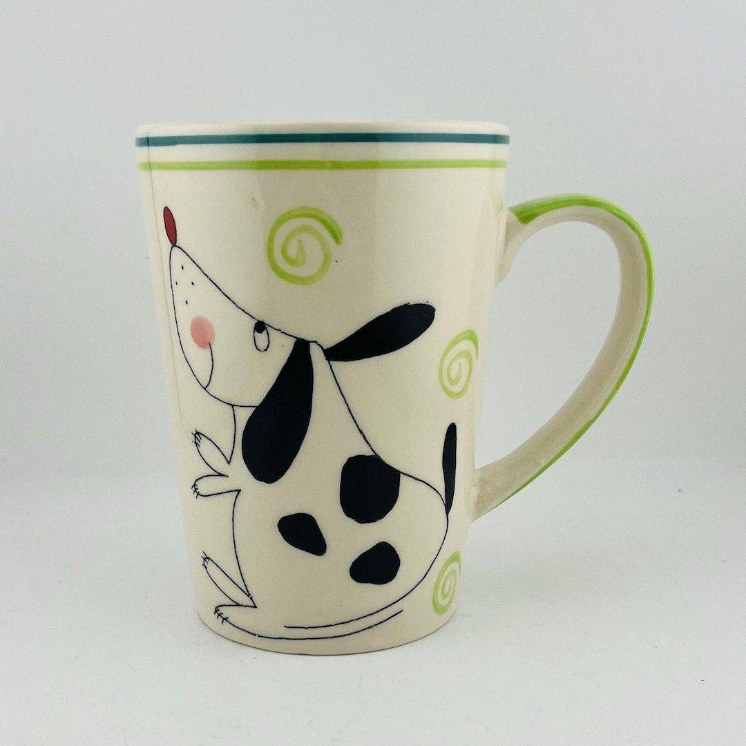 Whittard of Chelsea White Dog Pup Coffee Mug Handpainted Tea Cup Jumbo ...