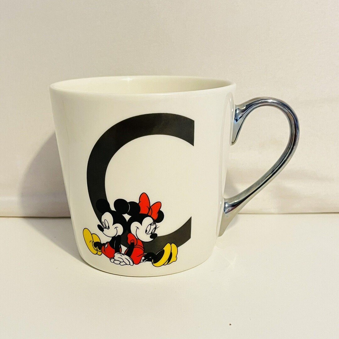 Tesco Disney Mickey & Minnie Mouse Letter 'C' Mug Ceramic Silver Handle ...