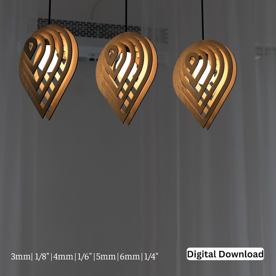 Laser Cut File Wooden Lamp Svg Glowforge Wood Water Drop Lamp Dxf Cnc ...
