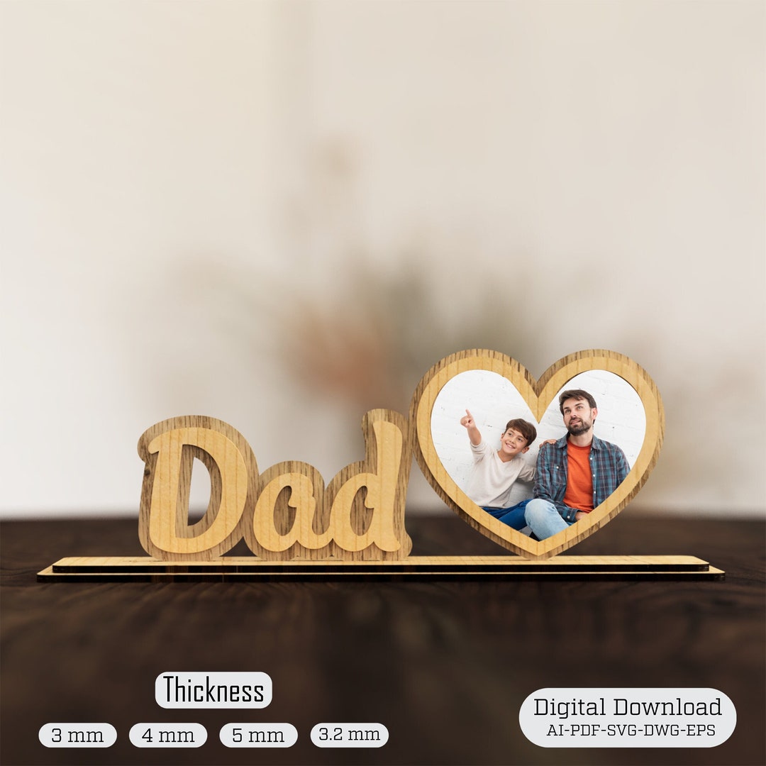 Standing Dad Text With Heart Shape Photo Frame Happy Fathers Day Gift ...