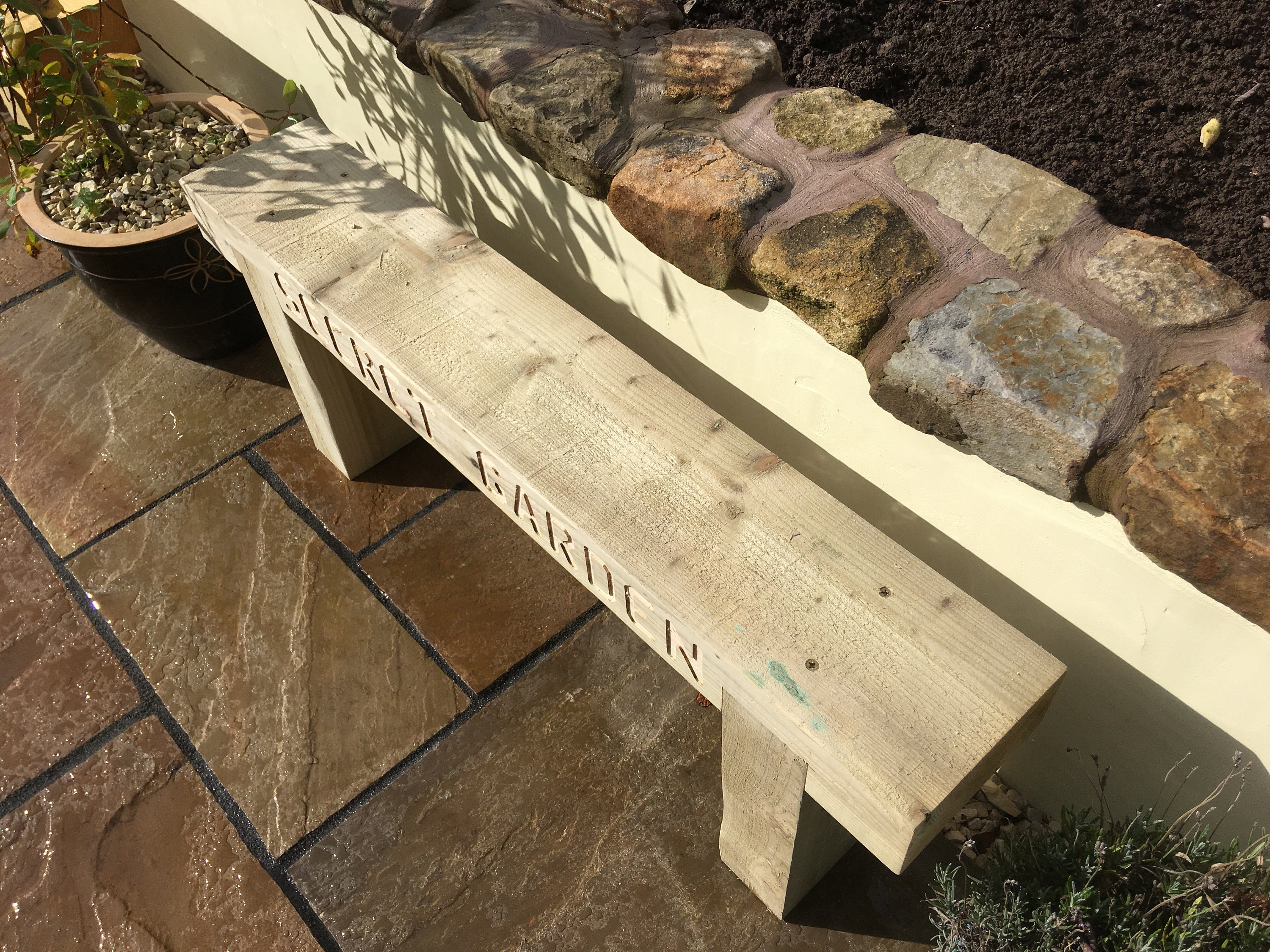 3 Seater Custom Engraved Wooden Rustic Garden Sleeper Seat - Etsy UK