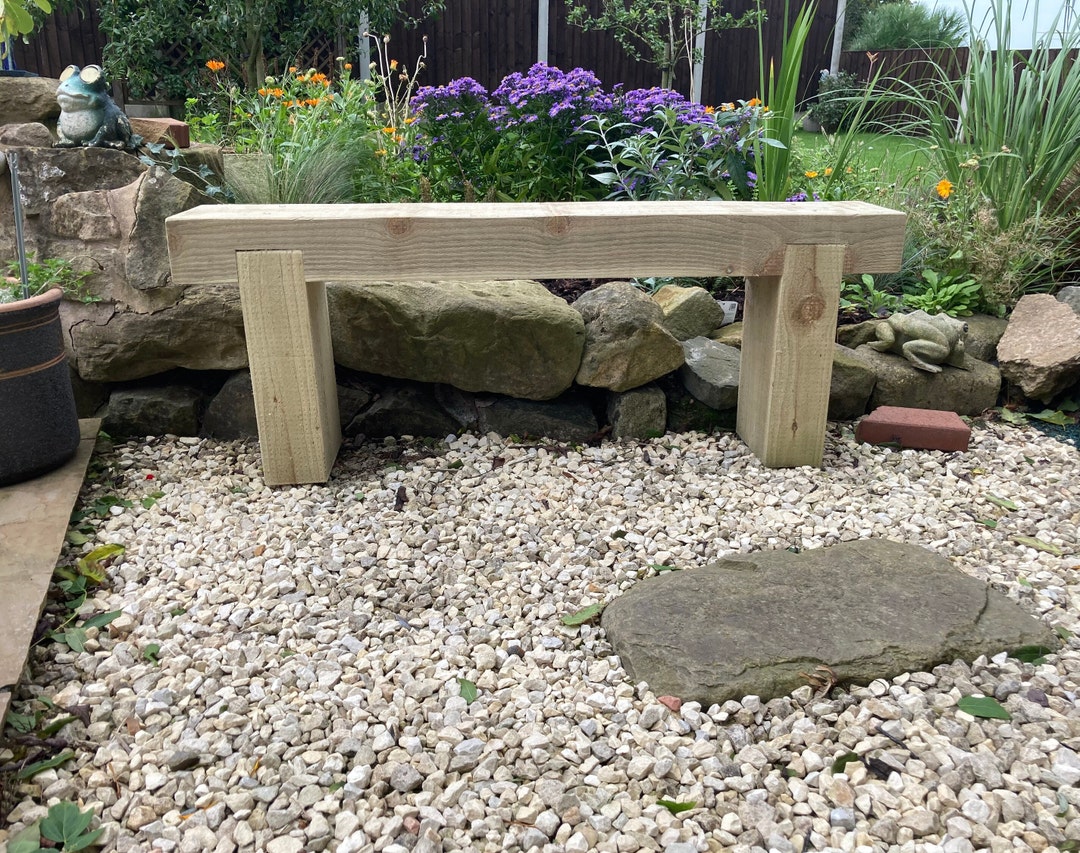 3 Seater Wooden Rustic Garden Sleeper Seat Outdoor Patio - Etsy