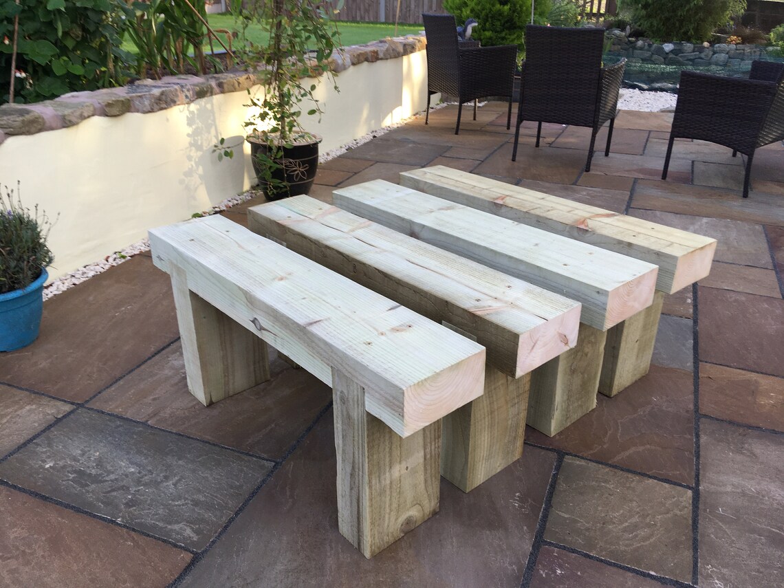 2 Seater Wooden Rustic Garden Bench Sleeper Seat Outdoor Patio - Etsy UK