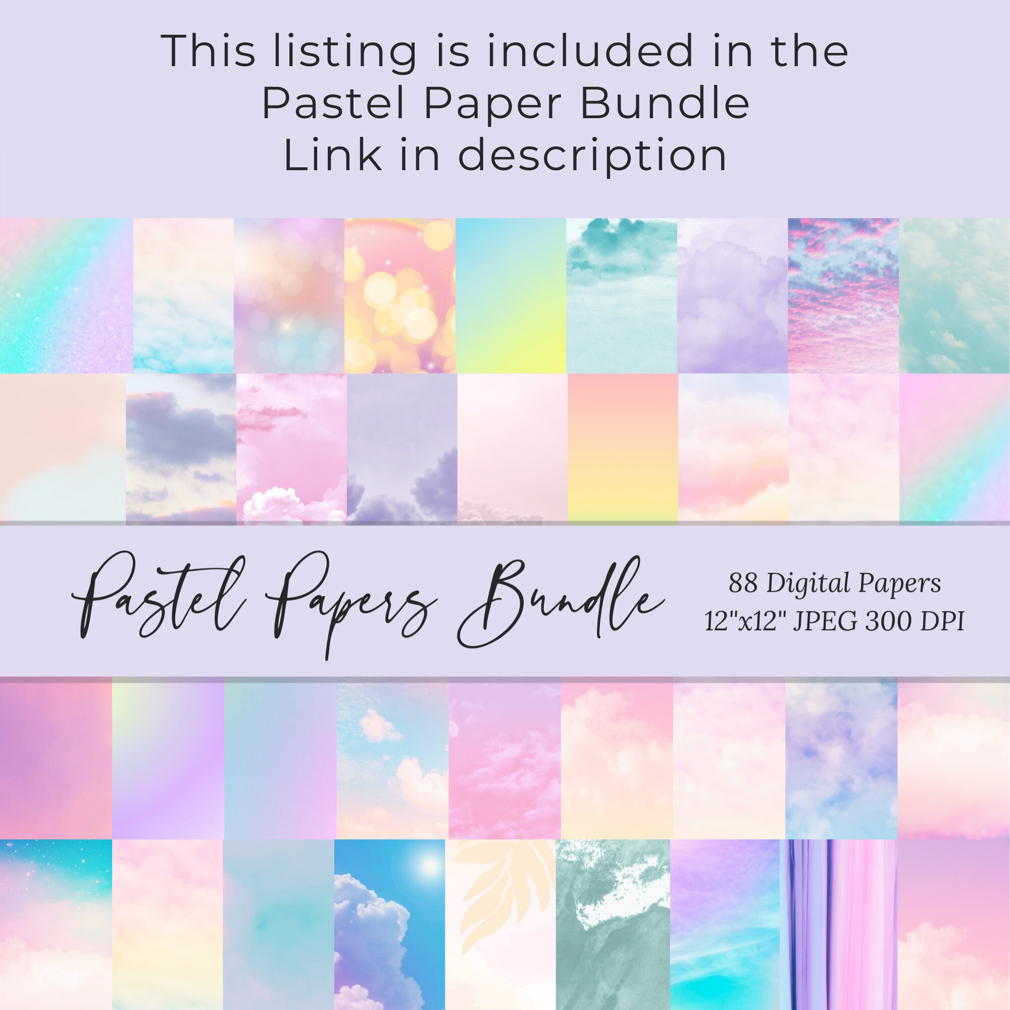 Pastel Clouds Sky Digital Paper Pack Backgrounds Printable | Etsy