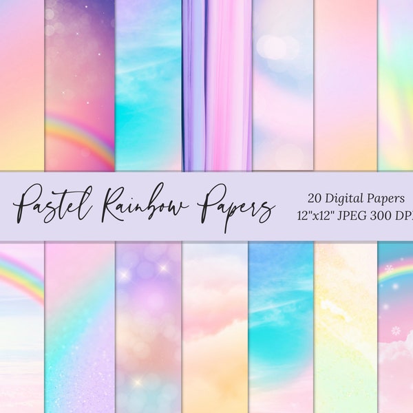 Pastel Rainbow Digital Paper - Etsy