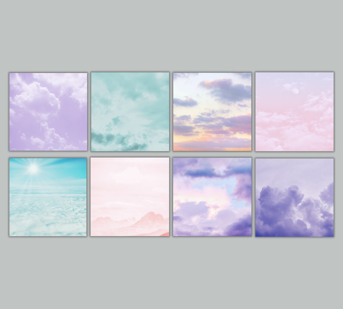 Pastel Clouds Sky Digital Paper Pack Backgrounds Printable | Etsy