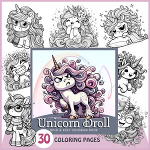 Unicorn Droll: Fun Unicorn Coloring Pages, Printable, Bold and Easy ...