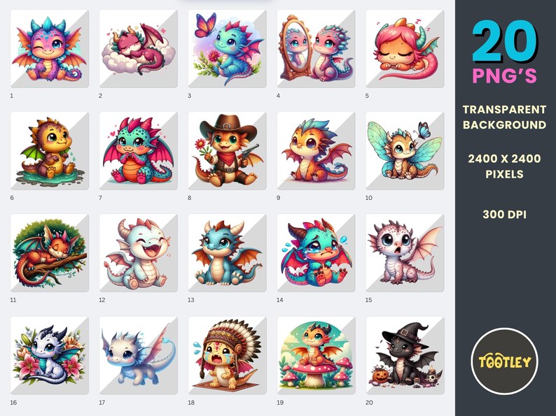 Cute Baby Dragons Clipart PNG Files, Transparent Background ...