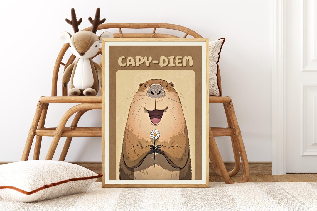 Cute Capybara Poster "capy Diem": Digital Download, Whimsical Animal ...