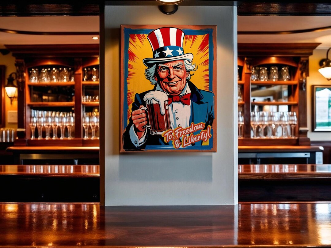 Patriotic Uncle Sam Beer Wall Art –printable Retro Americana Wall Decor ...