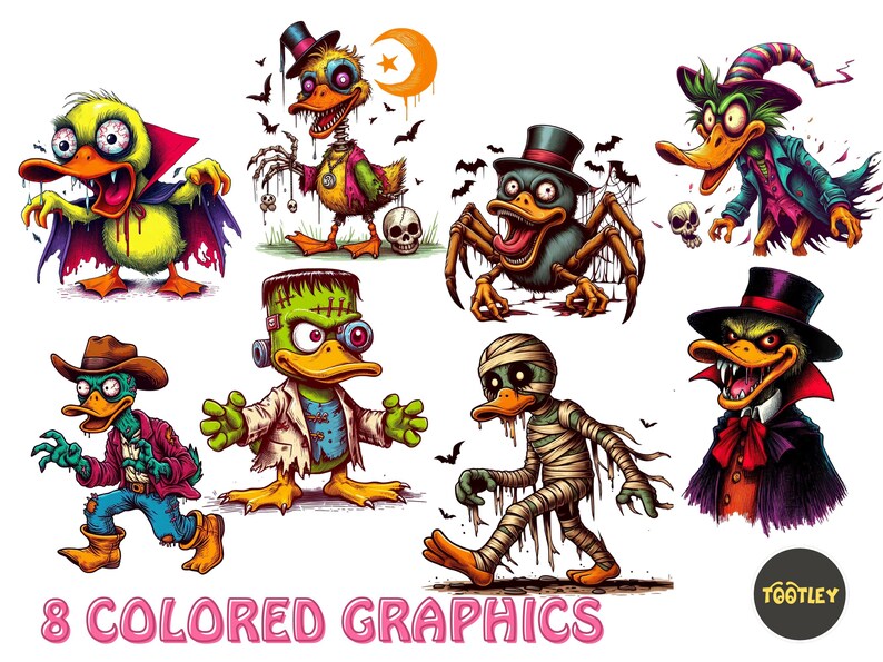 Horror Duck Zombie Coloring Pages for Adults, Printable, Pop Art Style ...
