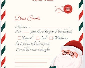 Kids Printable Letter to Santa - Etsy