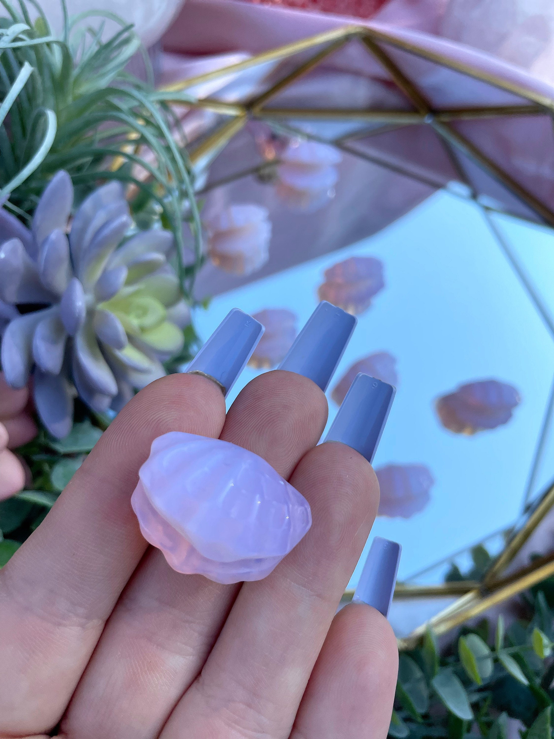 Mini Crystal Clamshell Carving Pink Crystal Carving Sea - Etsy