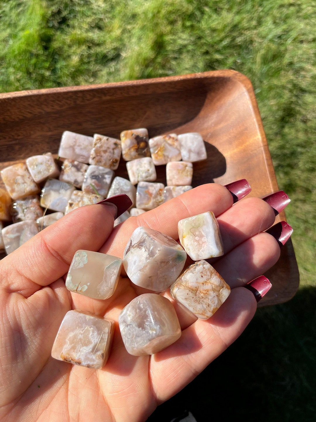 Pink Flower Agate Cube, Crystal Cube, Cute Crystal Gift, Reiki Healing ...