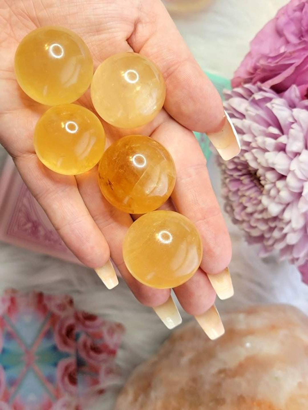 Honey Calcite Sphere, Honey Calcite Ball, Honey Calcite Crystal, Honey ...