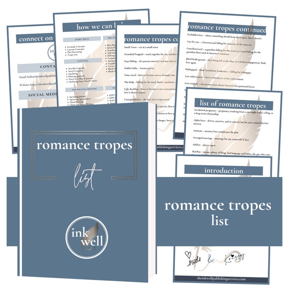 Romance Trope List to Help Authors Write a Better Story. - Etsy