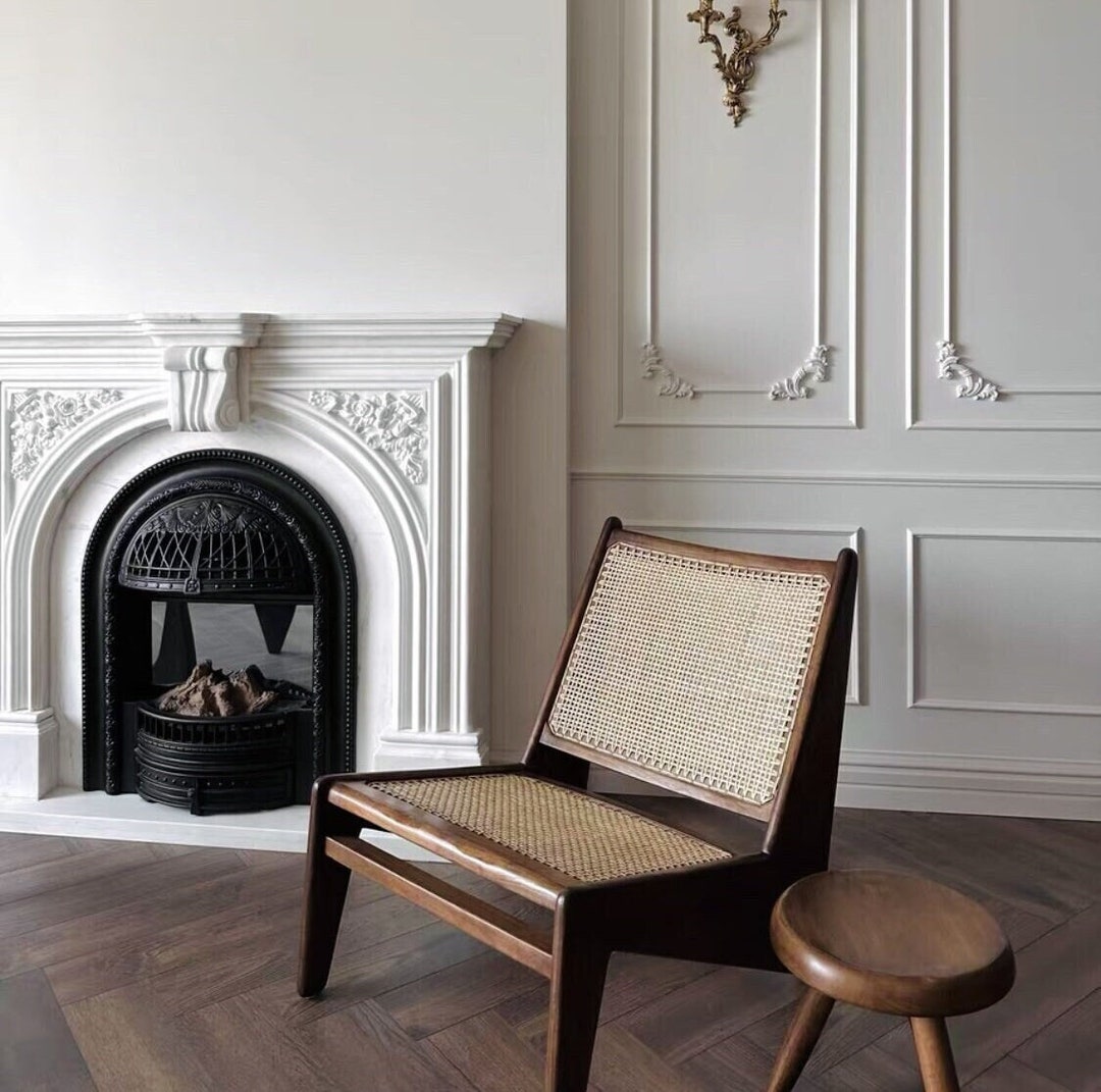 Wood Rattan Chair Kangaroo Lounge Chair Japanese Wabi-sabi Furniture ...