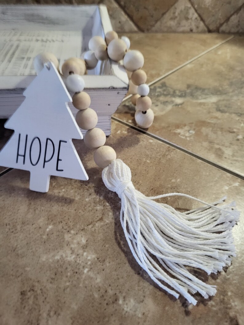 Christmas Hope Natural Rope, Tiered Tray Decor, Farmhouse Decor, Wooden ...