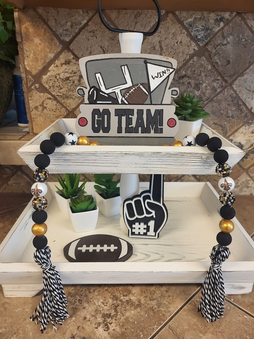 New Orleans Saints Football Bead Garland, Gold and Black, Rope With ...