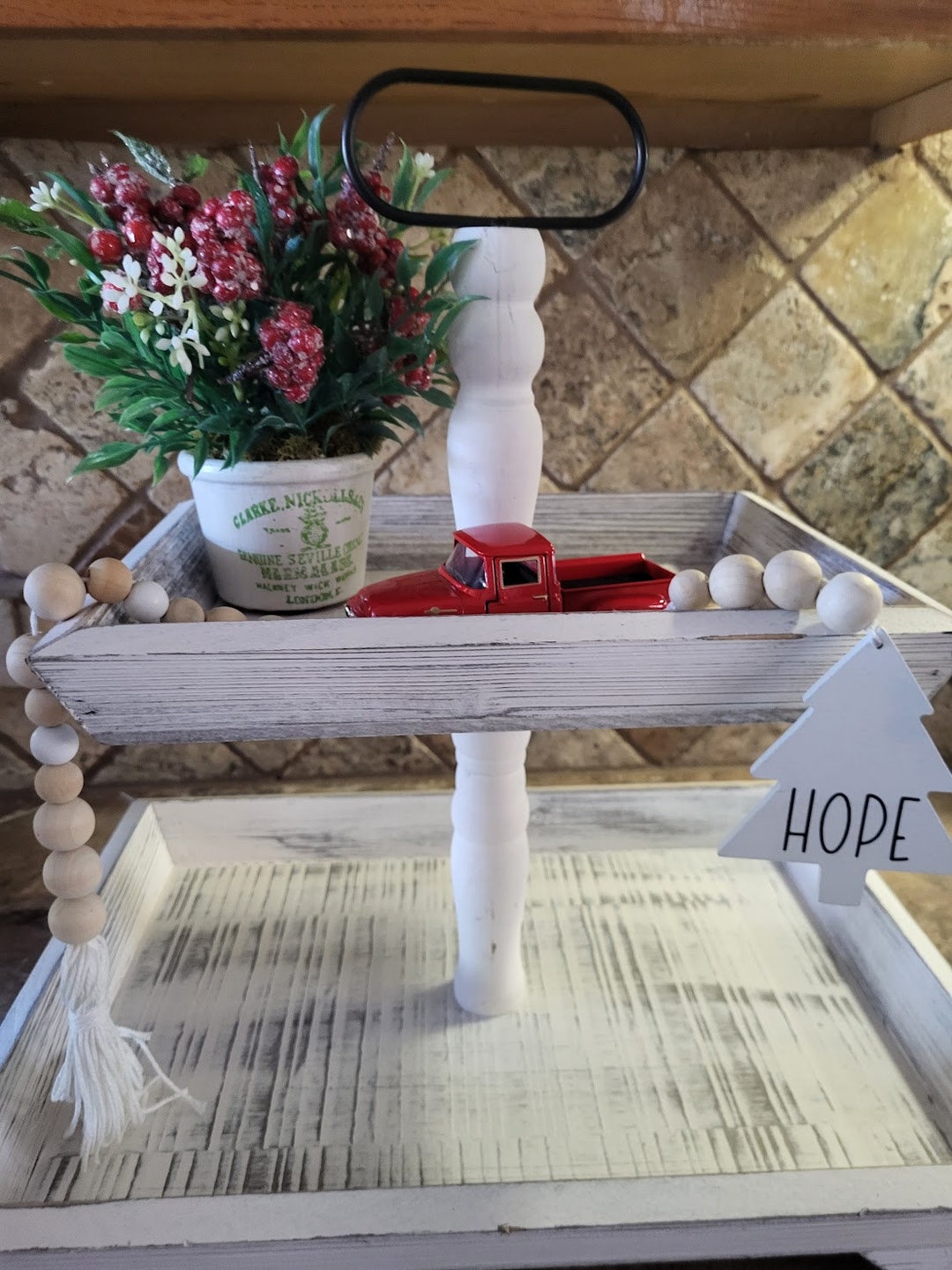 Christmas Hope Natural Rope, Tiered Tray Decor, Farmhouse Decor, Wooden ...