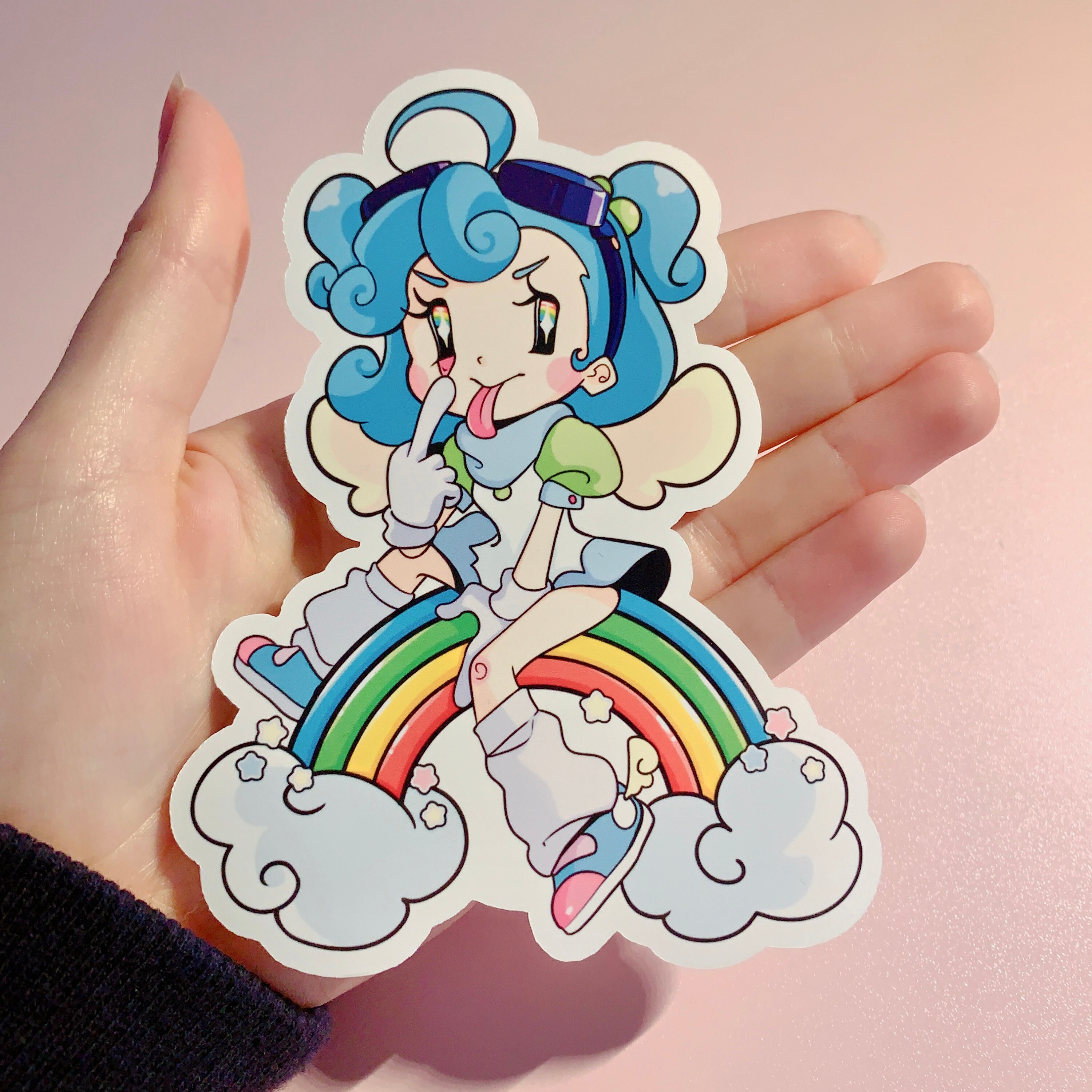 Y2K Rainbow Kawaii Chibi Angel Vinyl Sticker - Etsy