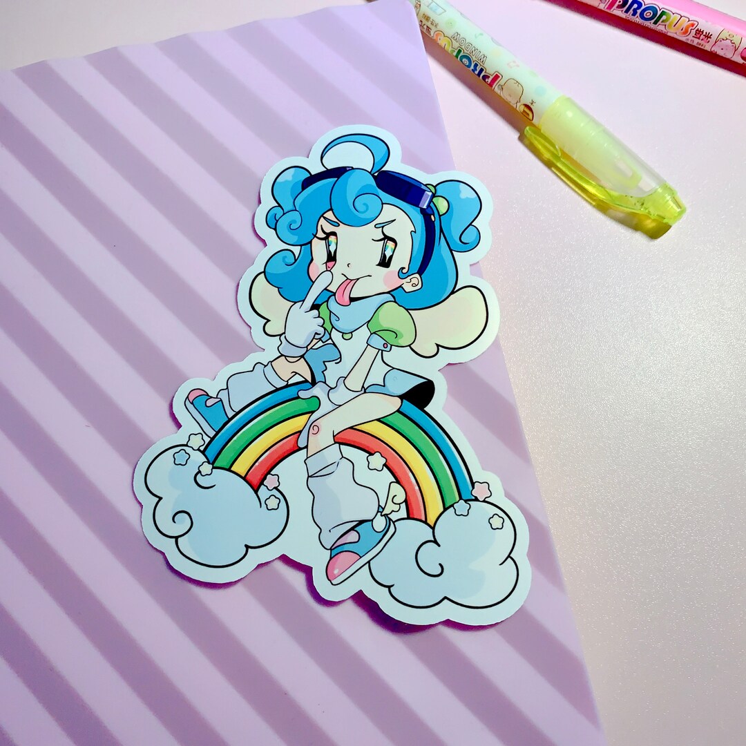 Y2K Rainbow Kawaii Chibi Angel Vinyl Sticker - Etsy