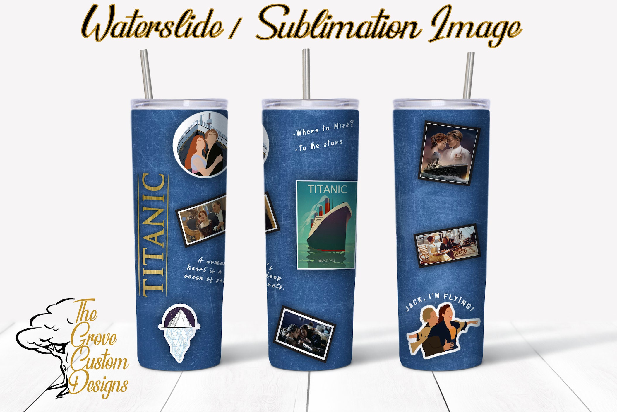 Titanic, Water Slide, Template for Sublimation, 20 Oz Skinny Tumbler ...
