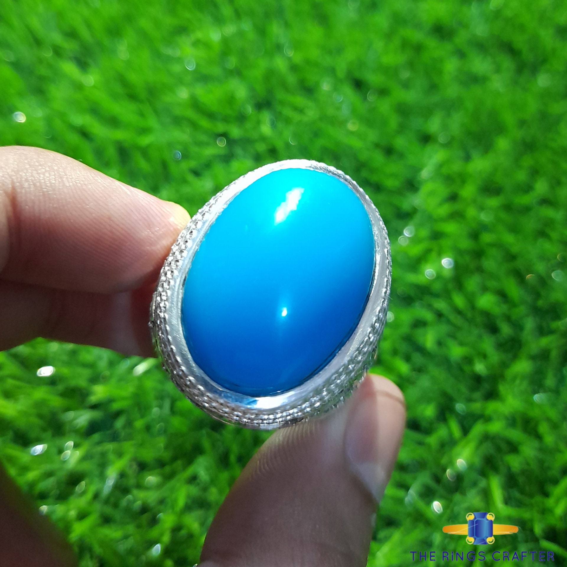 Natural Big Nishapuri Feroza Ring Clean Blue Turquoise Stone Ring Real Feroza Without Treatment ...