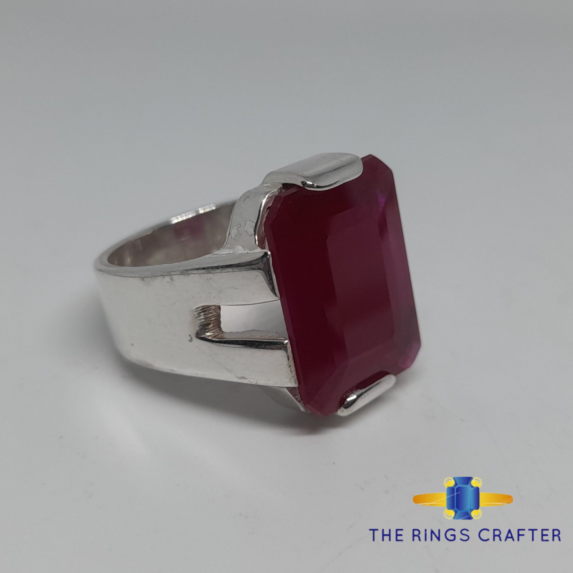 Emerald Cut Ruby Stone Ring Square Shape Ruby Yaqoot Ring 925 Sterling ...