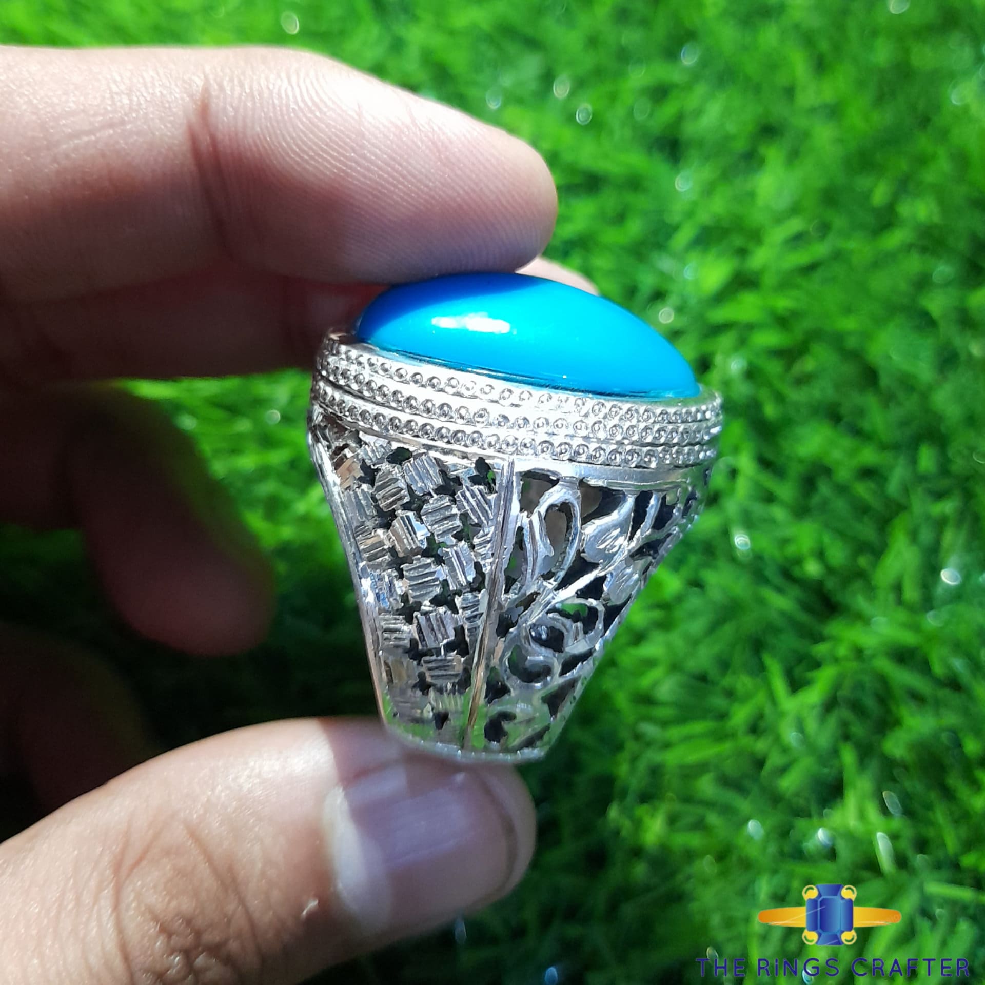 Natural Big Nishapuri Feroza Ring Clean Blue Turquoise Stone Ring Real Feroza Without Treatment ...