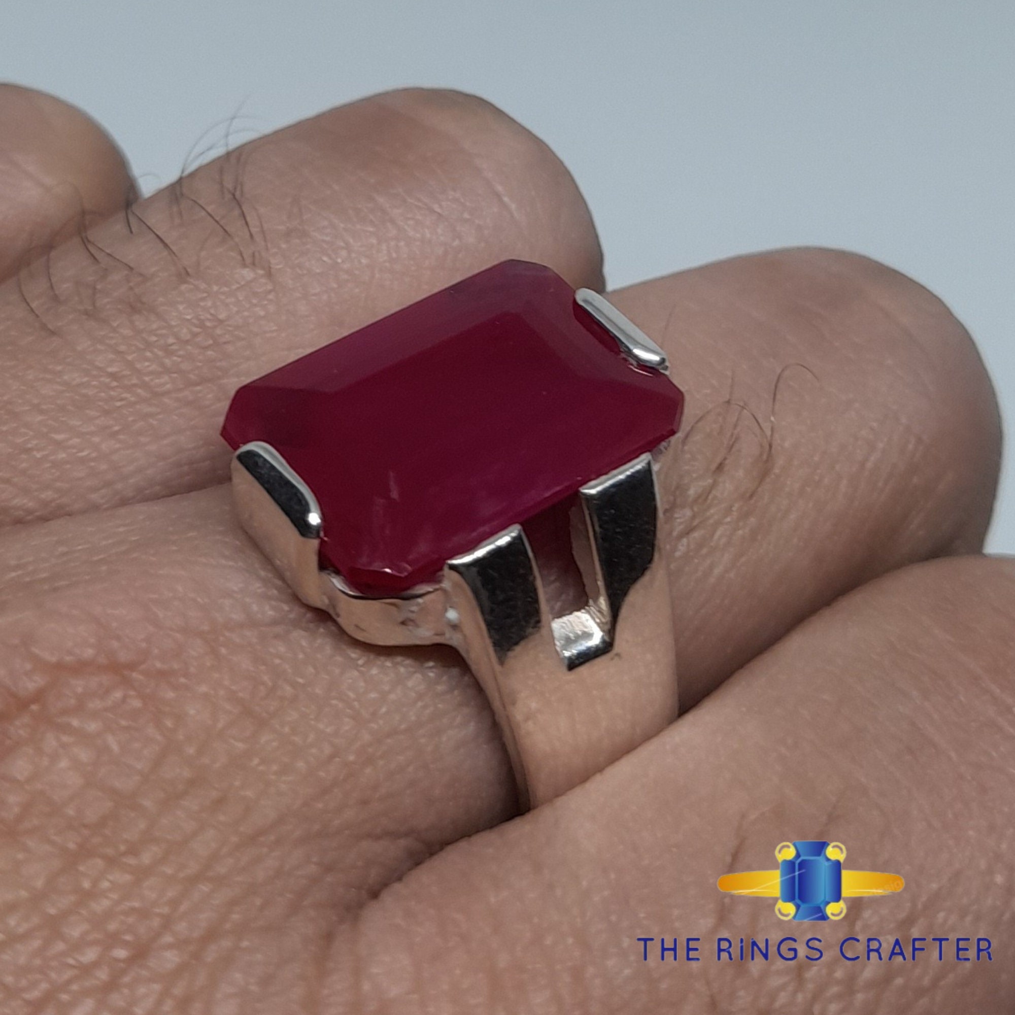 Emerald Cut Ruby Stone Ring Square Shape Ruby Yaqoot Ring 925 Sterling ...